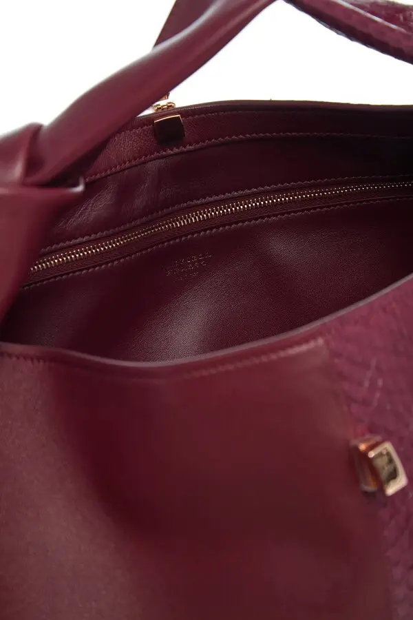 Gabriela Hearst Small Antonia Bag In Bordeaux Nappa Leather & Snakeskin - Black