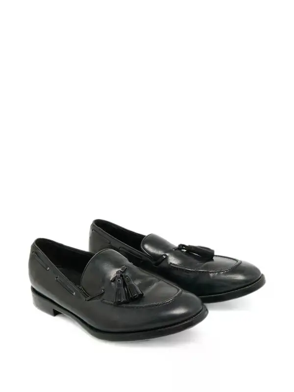 FERRAGAMO Leather Tassel Detail Loafers