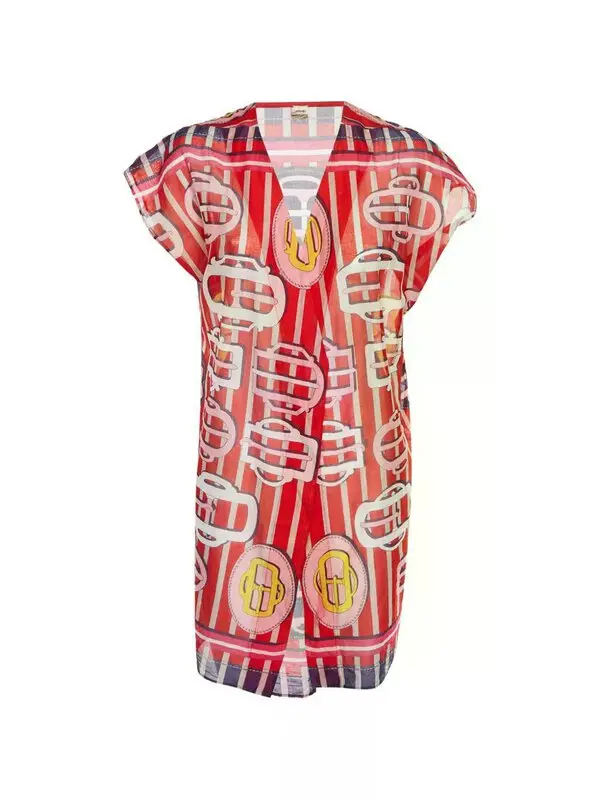 Hermès Geometric Print Open-front Cover-up