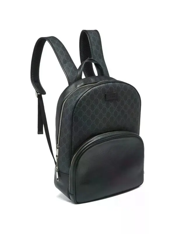Gucci Gg Supreme And Leather Backpack - Black
