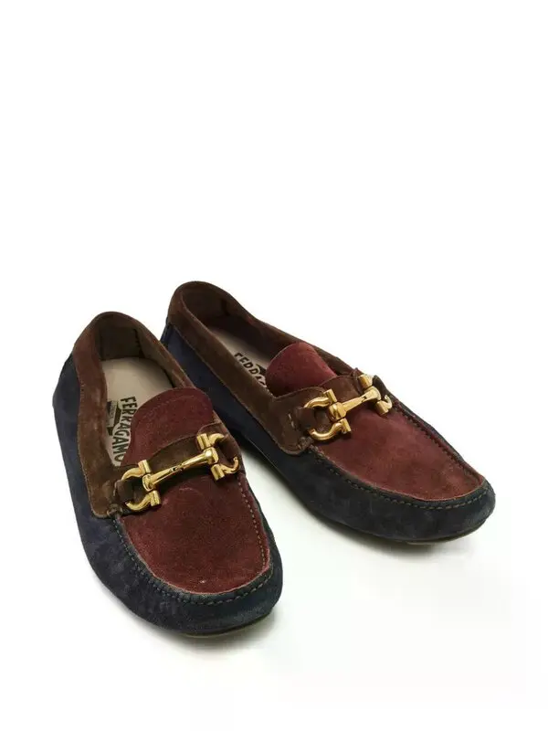 FERRAGAMO Gancini Suede Loafers - Blue