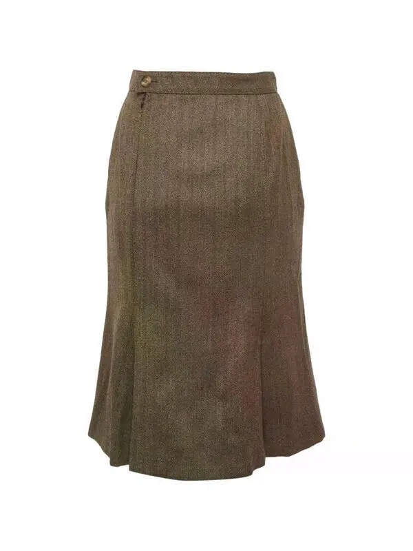 Saint Laurent Herringbone Midi Skirt