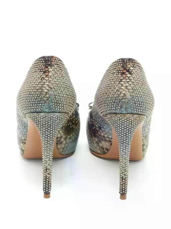 FERRAGAMO Vara Bow Python-embossed Heeled Pumps