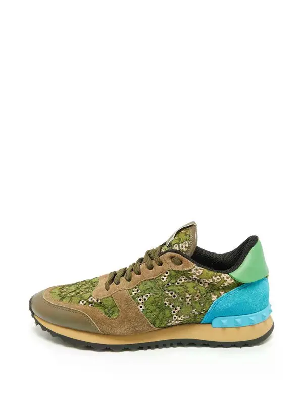 Valentino Garavani Rockstud Lace Low Top Sneakers - Green
