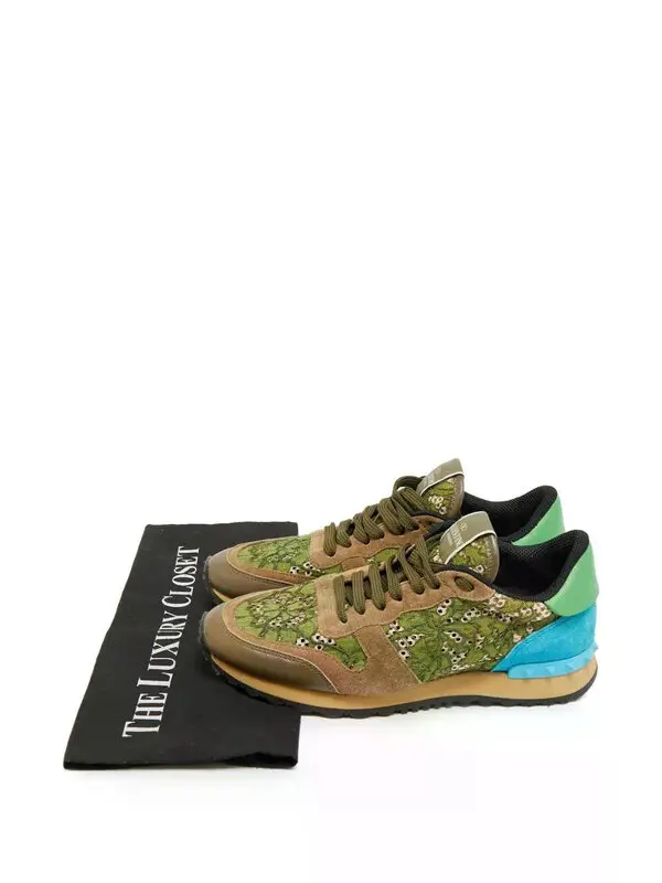 Valentino Garavani Rockstud Lace Low Top Sneakers - Green
