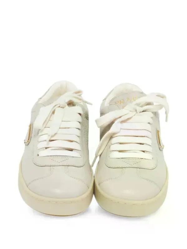 Prada Cream White Leather Lace-up Sneakers