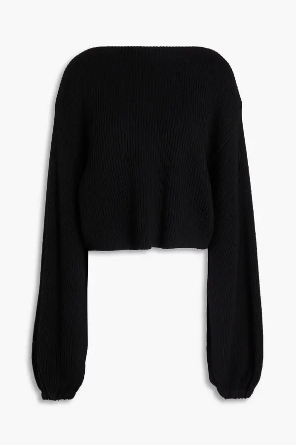 Zimmermann Striped Ribbed Wool Sweater - Black