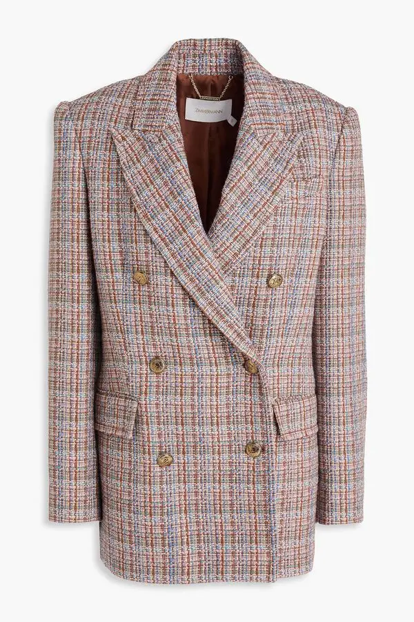 Zimmermann Doublebreasted Tweed Blazer - Brown