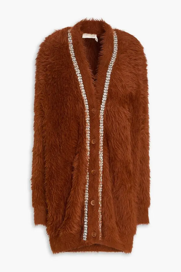 Zimmermann Crystalembellished Brushed Knitted Cardigan