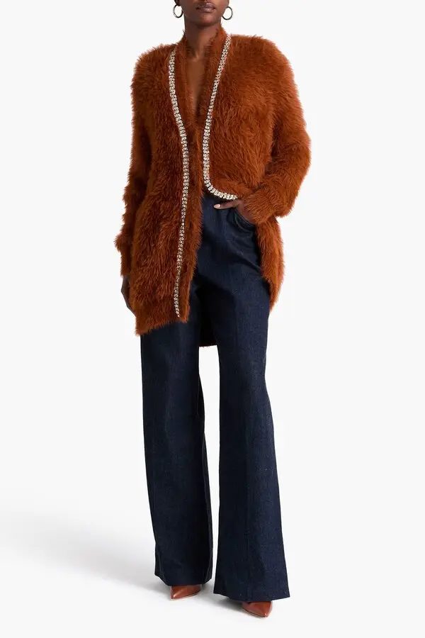 Zimmermann Crystalembellished Brushed Knitted Cardigan