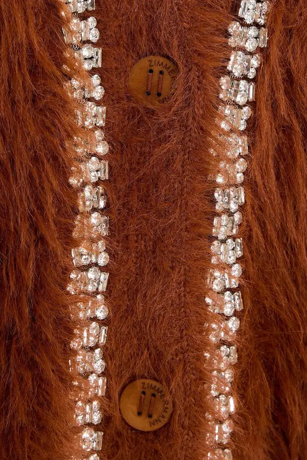 Zimmermann Crystalembellished Brushed Knitted Cardigan
