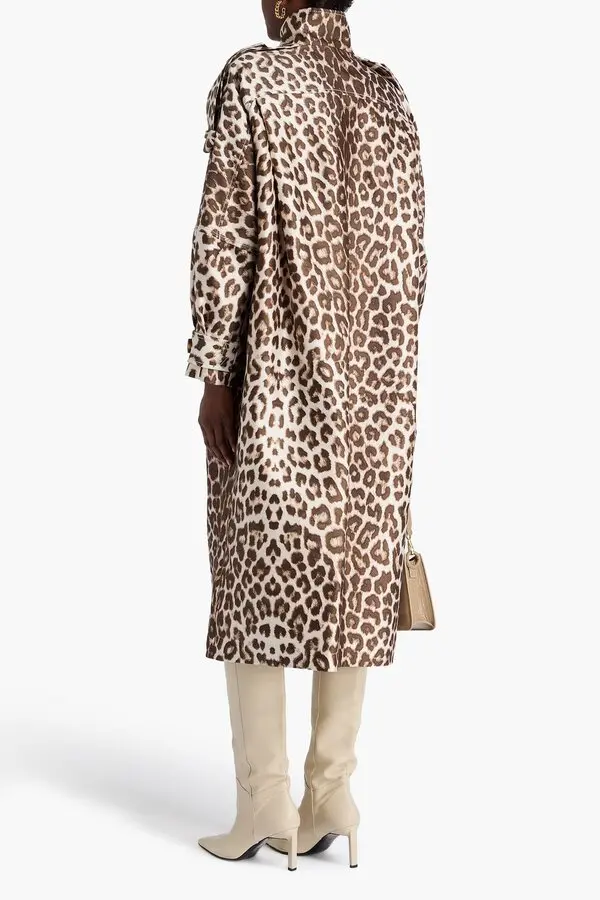 Zimmermann Leopardprint Silk And Woolblend Twill Trench Coat