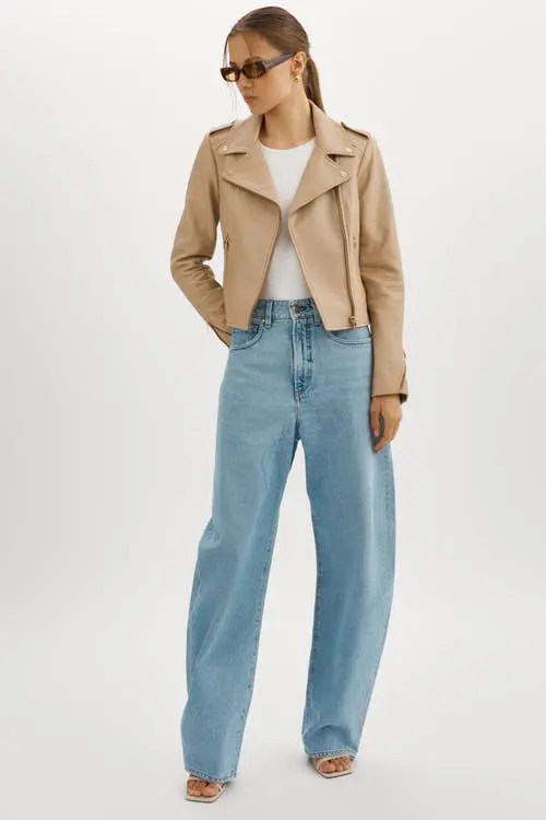 LAMARQUE Donna Gold | Iconic Leather Biker Jacket