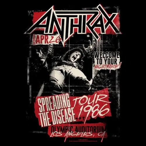 ANTHRAX Welcome To Your Nightmare Distressed Short Sleeve Graphic T-shirt