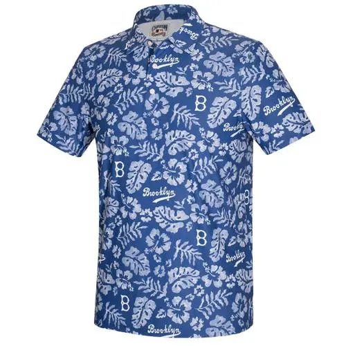 Reyn Spooner Brooklyn Dodgers Cooperstown Pua Performance Polo - Blue
