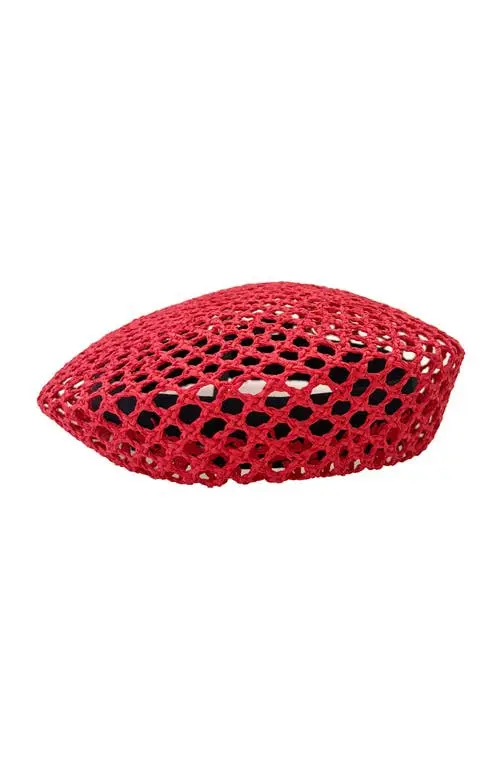 BINATA MILLINERY Mesh Straw Beret - Red