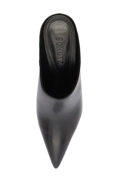 Schutz Eleanor Mule With Pointed Toe And Block Heel - Black