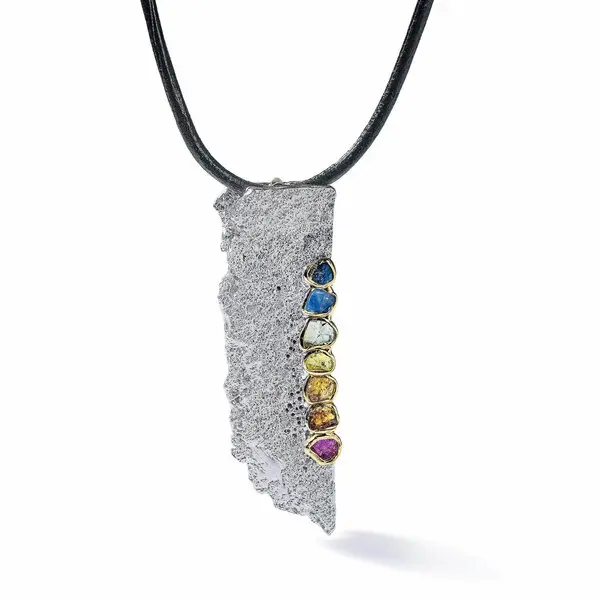 GERMAN KABIRSKI Alotar Silver Pendant With Mixed Gemstones - Gray
