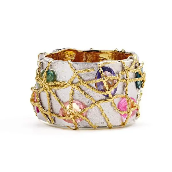 GERMAN KABIRSKI Canni Silver Ring With Mixed Color Sapphires