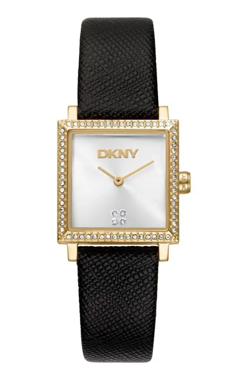Dkny Milanese Square Watch With Crystal Bezel - Silver/black