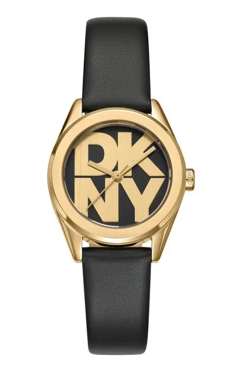 Dkny Logo Collection Leather Strap Watch & Bracelet Set
