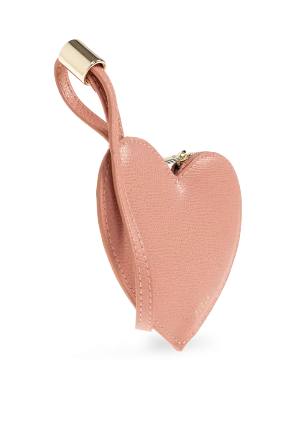 Furla Laura Heart-shaped Leather Pouch With Wrist Strap