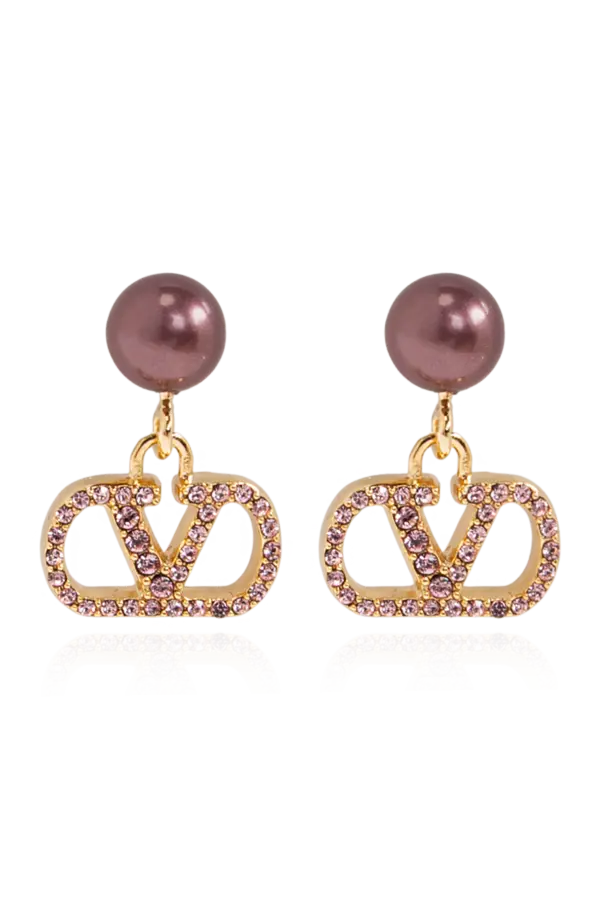 Valentino Garavani Tone Drop Earrings With Faux Pearl And Crystal Embellishments