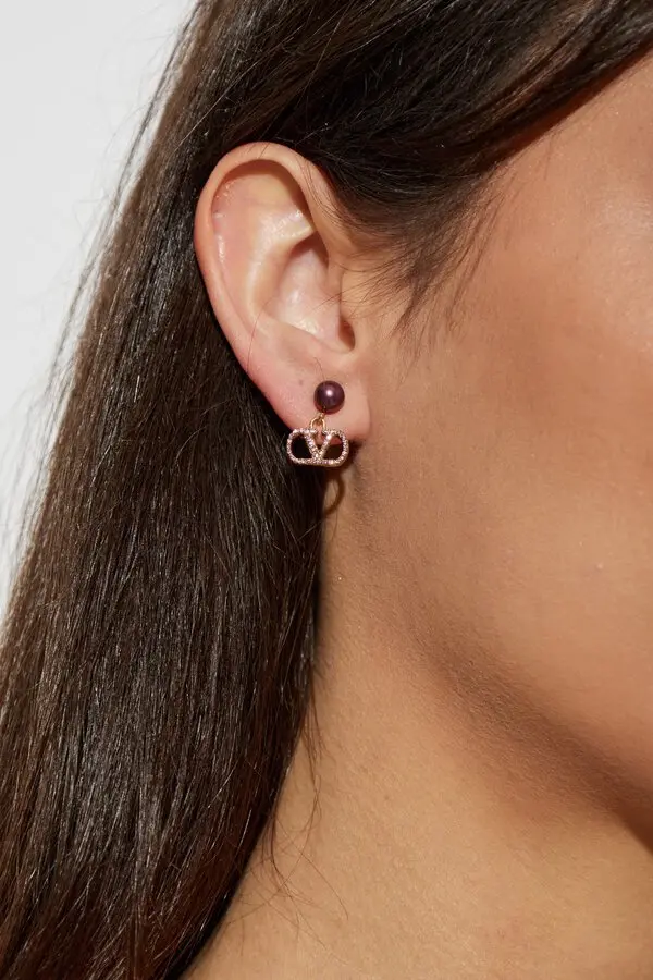 Valentino Garavani Tone Drop Earrings With Faux Pearl And Crystal Embellishments