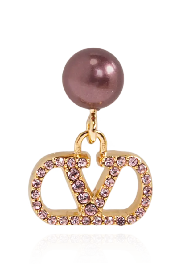 Valentino Garavani Tone Drop Earrings With Faux Pearl And Crystal Embellishments
