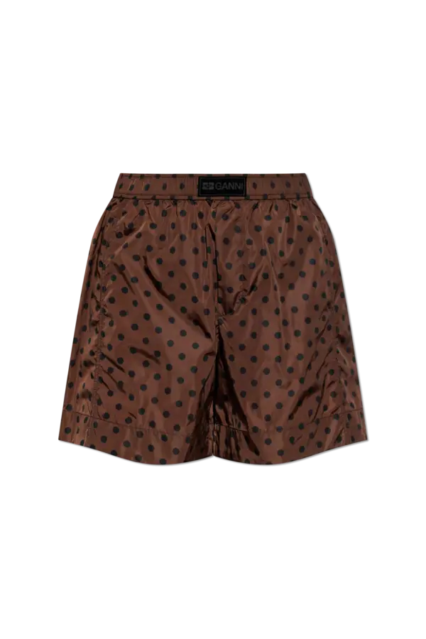 GANNI Polka Dot Patterned Shorts - Brown