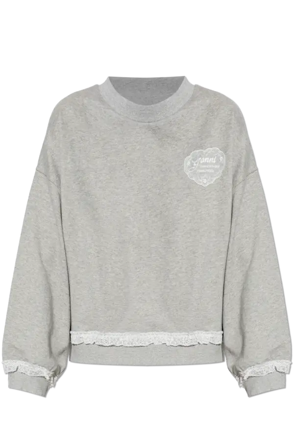 GANNI Sweatshirt With Lace Insert