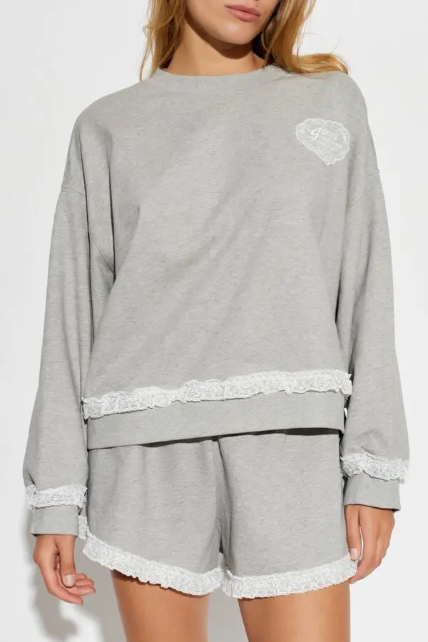 GANNI Sweatshirt With Lace Insert