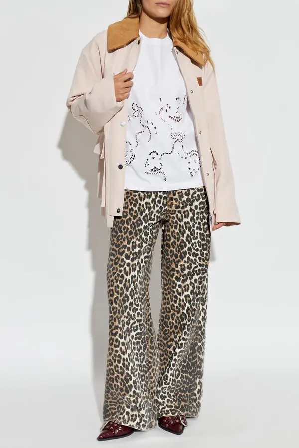 GANNI T-shirt With Openwork Pattern