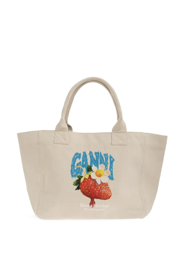 GANNI Bag With Colorful Print - Cream