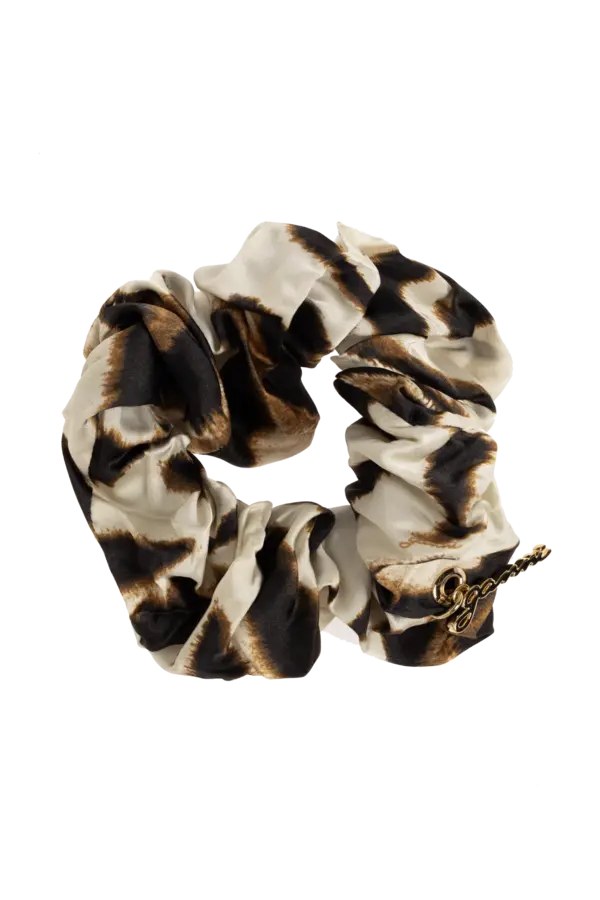 GANNI Hair Scrunchie With Animal Motif - Brown