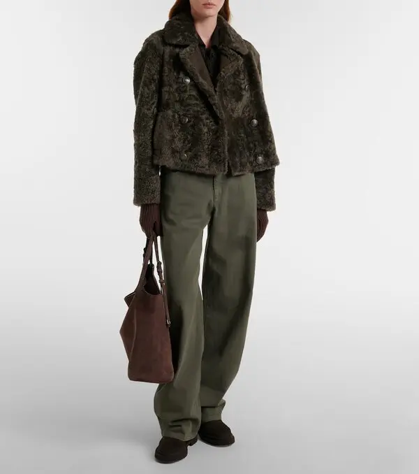 Brunello Cucinelli Monili Shearling-trimmed Suede Lace-up Boots - Brown
