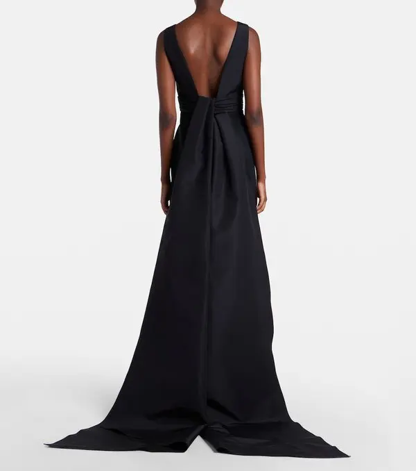 Carolina Herrera Bow-detail Satin-trimmed Faille Gown