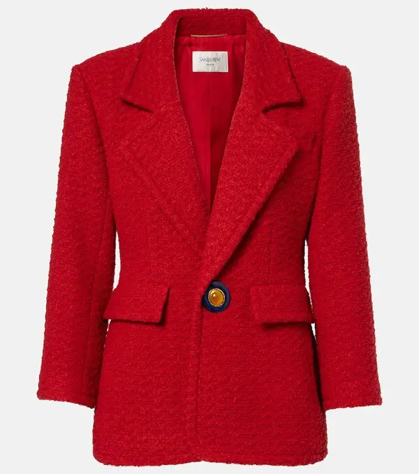 Saint Laurent Wool And Silk-blend Tweed Jacket - Red