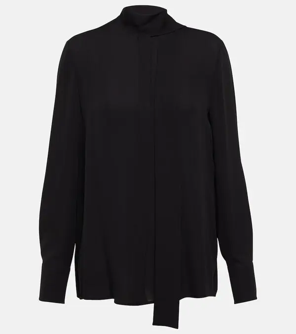 Valentino Garavani Tie-neck Silk Georgette Blouse - Black