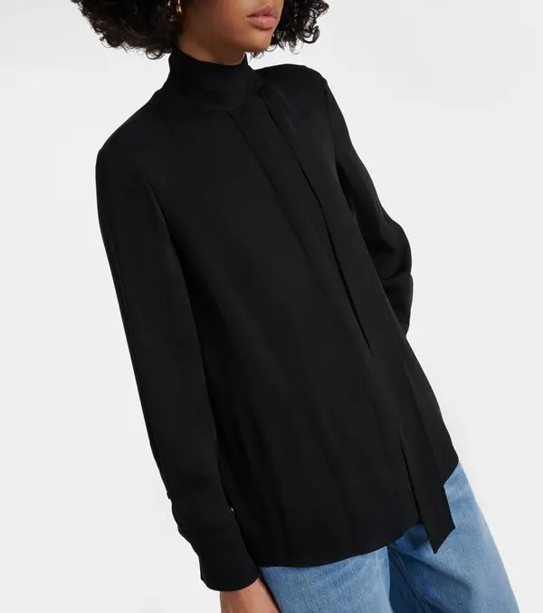 Valentino Garavani Tie-neck Silk Georgette Blouse - Black
