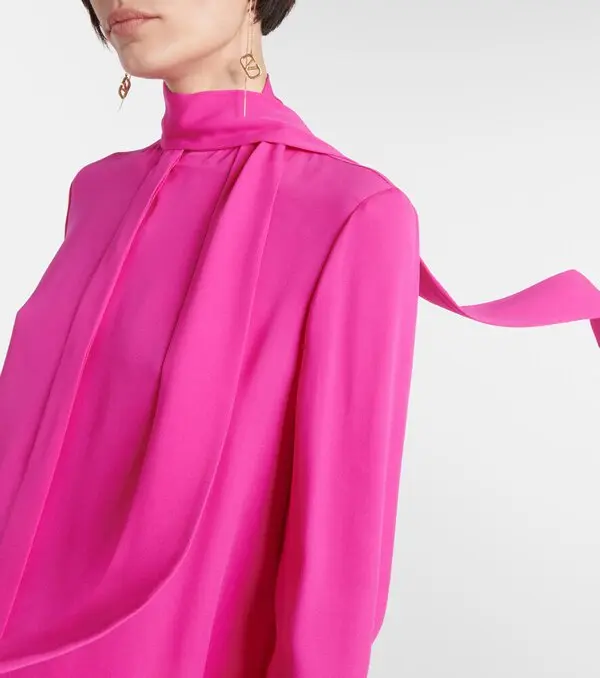 Valentino Garavani Tie-neck Silk Georgette Blouse - Pink