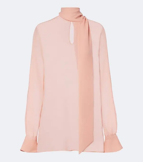 Valentino Garavani Tie-neck Silk Georgette Blouse - Pink