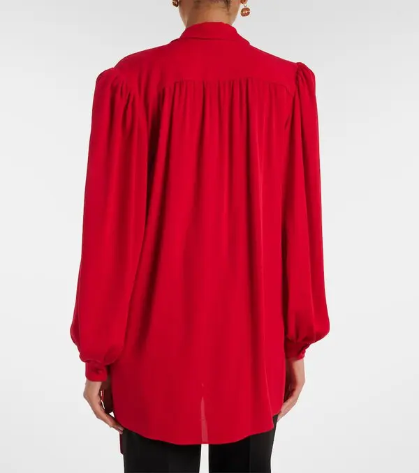 Valentino Garavani Tie-neck Silk Georgette Blouse - Red