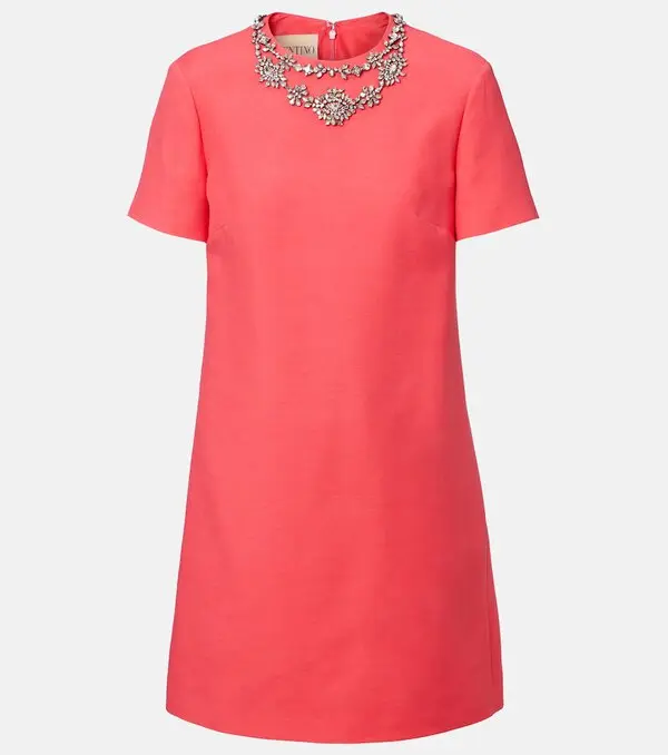 Valentino Garavani Crepe Couture Embellished Mini Dress - Pink