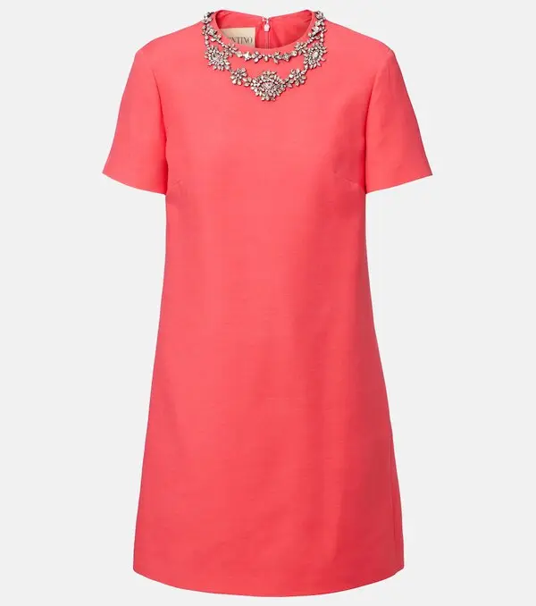 Valentino Garavani Crepe Couture Embellished Mini Dress - Pink