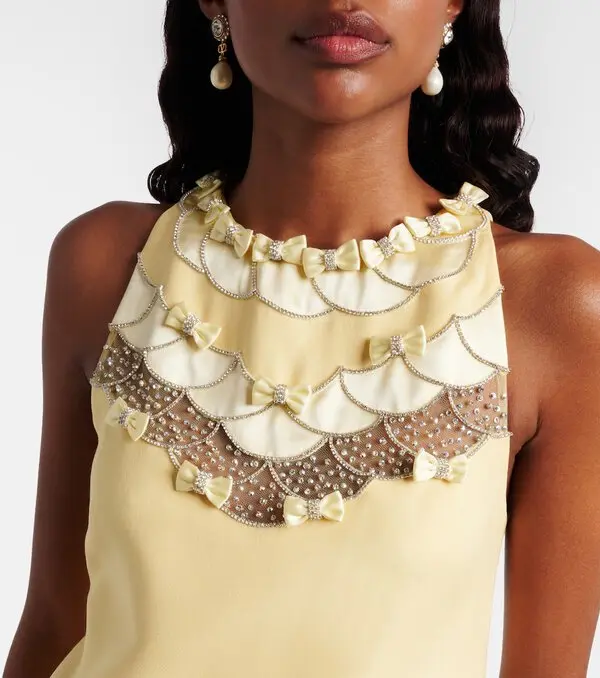 Valentino Garavani Crepe Couture Embellished Mini Dress - Yellow