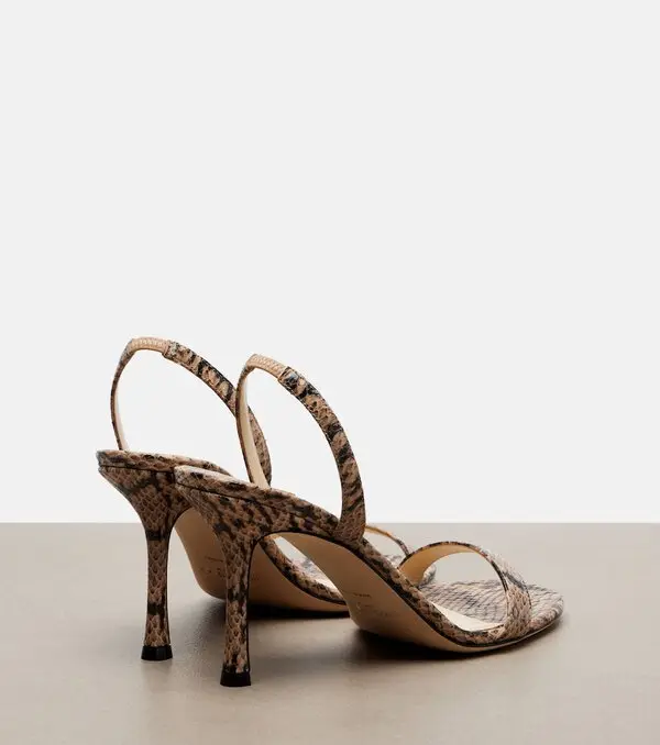 JIMMY CHOO Jenn Snake-effect Leather Slingback Sandals - Beige