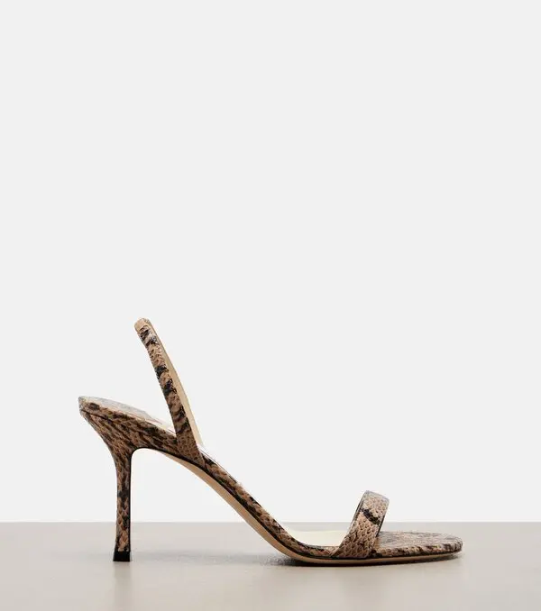 JIMMY CHOO Jenn Snake-effect Leather Slingback Sandals - Beige