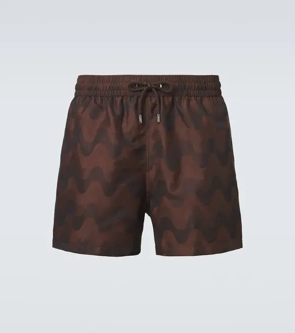 Frescobol Carioca Rio Printed Jacquard Swim Trunks - Brown