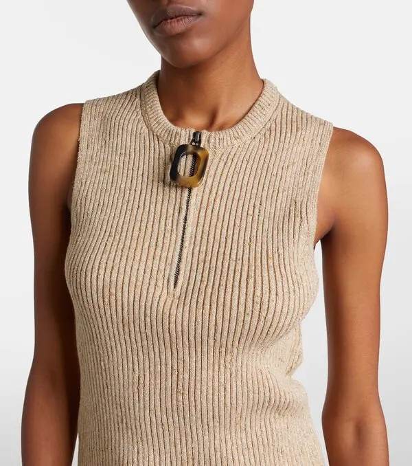 JW Anderson Ribbed-knit Cotton-blend Tank Top - Beige